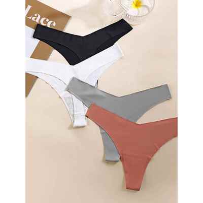 Seamless Thongs for Women Silky Bikini Underwear Panties