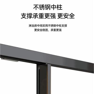 简淋浴极房一字型屏风一下沉式浴屏卫生IEW间一固移隔断玻璃门门