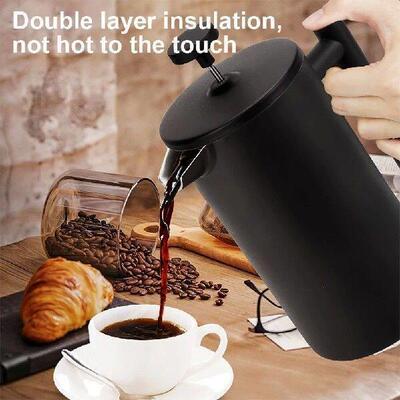 Stainless Steel Tea Pot Easy Press Double Wall Insulation