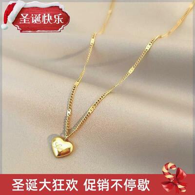316 Stainless Steel Gold Color Necklace Love Heart Pendant