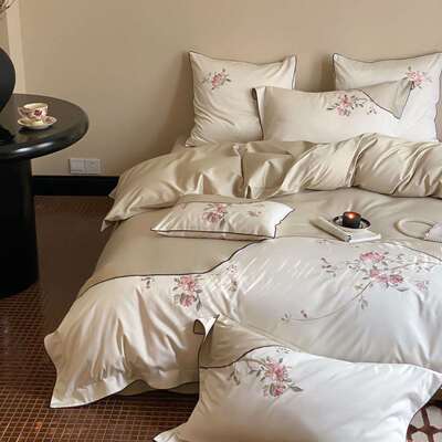 中式风格100支澳棉四YLS-2024套花刺绣个卉性潮流舒1适东方底蕴大