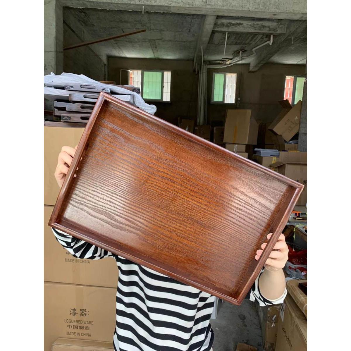 瑕疵木质托盘长方形中式创意实木茶水杯餐具圆形家用北欧ins收纳