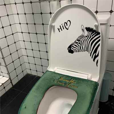 个性粘创意斑马桶贴北装欧纸简约卫生间造饰墙贴防VIH水改自贴画