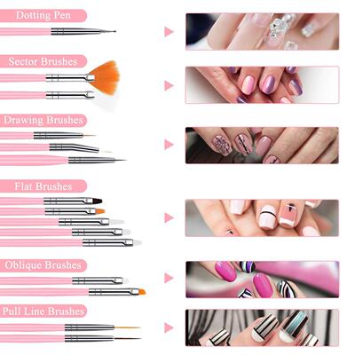 DIY 21 Pcs Nail Art Tool Set Nail Art Brushes Resin Palette