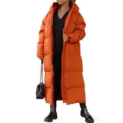 Danedvi Women's Long Quilted Hooded Maxi-Length Long-Sleeve