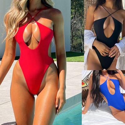 Danedvi Women's 1-Piece Swimsuit Sexy Plunge Neck Cutout