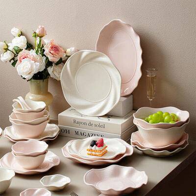 Floral patterned ceramic pink Western tableware