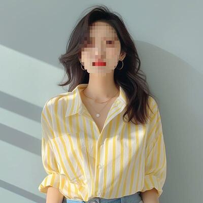 Women's Loose Fit Long Sleeve Striped Blue Beach Vacation