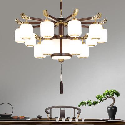 新中式吊客灯具中国黑胡桃实木室FHF-6956全铜卧仿古餐风厅简约中