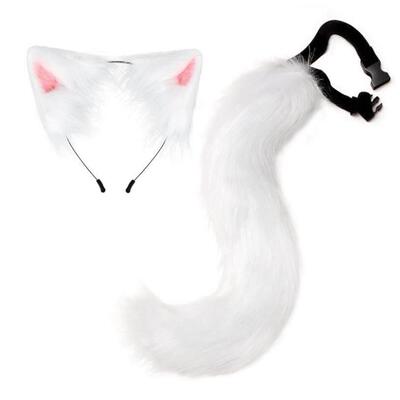 Halloween costume fox fur tail cat ear headband 狐狸尾巴耳朵