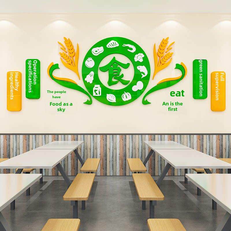 餐饮食堂文化墙装修挂画员工学校公司餐厅食品安全标语布置墙面贴