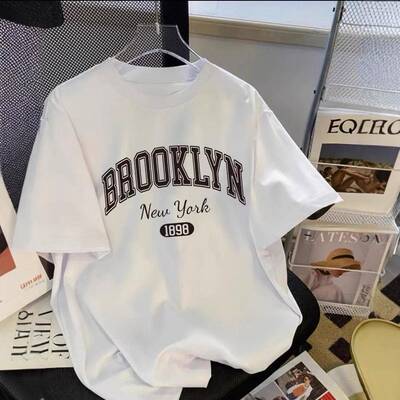 Women Y2K Letter Print Shirt Kint Summer Casual Tee Daily