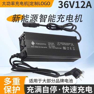 36V12A三元聚合物铁锂电池充电器42V43.8V大功率铝壳电摩快充