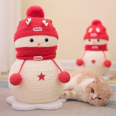Cats Scratching Post Cute Snowman Shaped Kitten Natural Sisa