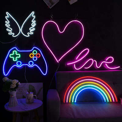 新品LED霓虹灯游戏手柄造型灯 彩虹霓虹灯 亚克力透明背板氛围灯