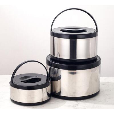 直身不锈钢盒2L 4L 8L保温提锅套装饭盒大容量三件套手提提锅