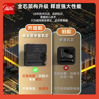 ⊙原厂钟表静音挂钟机芯石英钟配件通用表芯扫秒走时时钟配