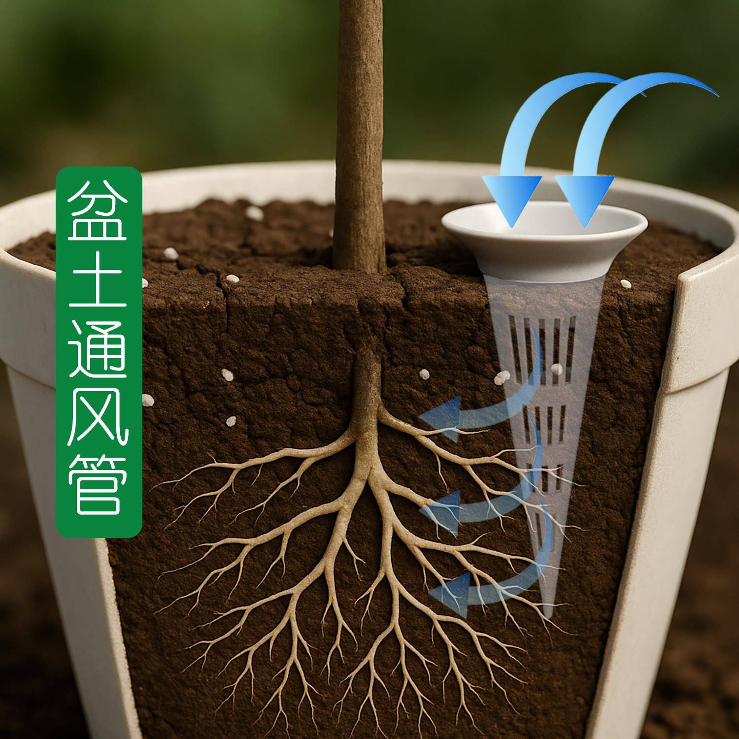 花盆漏斗型控根透气管通风管盆土透气循环根系防闷根烂根土壤施肥