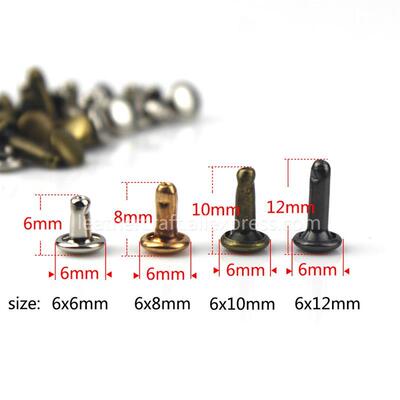100sets 6mm 8mm Metal Double Cap Rivets Studs Round Rivet fo