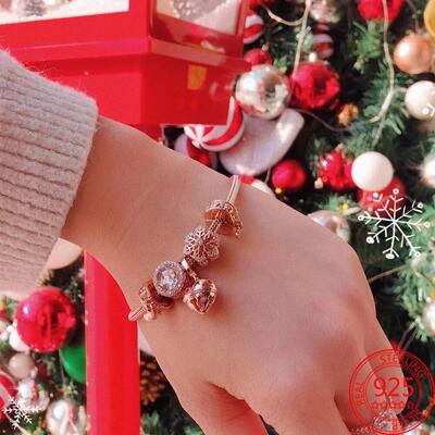 Classic 925 Sterling Silver Sparkling Rose Gold Ocean Heart