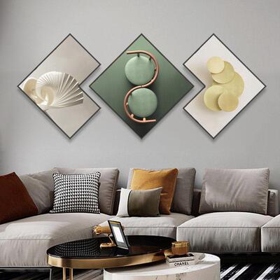 网红璨金禄轻奢客大厅璀装饰画创时尚组意合三联画气沙发背景墙挂