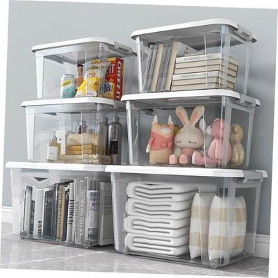 Large Transparent plastic storage box front open Toy clothes
