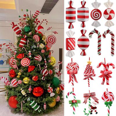 1pc Christmas Hanging Candy Balls Red White Candy Cane Penda