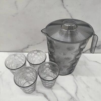 New Water Pitcher and Cup Tray Set - Plastic Tea Pot, Fruit