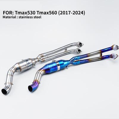 适合17-20款TMAX560前段改装排气管 TMAX530改装带回压鼓前段排气
