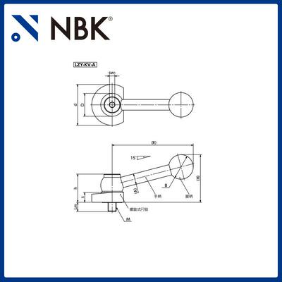NBK LZY-KV-A闩锁手柄 通过螺旋夹紧 上下方紧固 机械配件厂家
