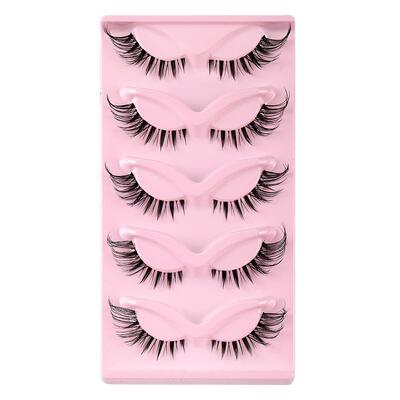 False Eyelashes Wispy Cat Eye 5 Pairs Natural Fluffy Volume