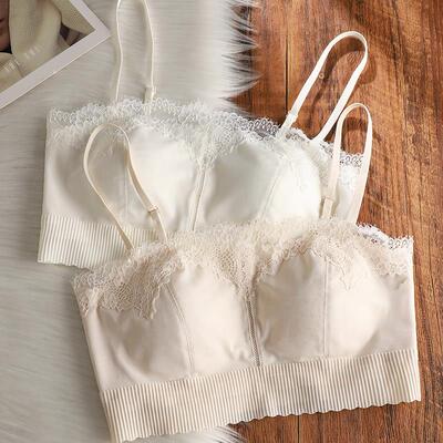 蕾丝小可爱肩带胸垫内衣内搭打底上衣女美背防走光百搭文胸吊带夏