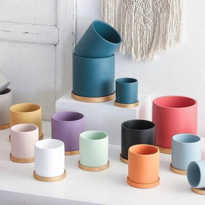 Nordic ceramic flowerpot marbled ins Round flower pot 花盆