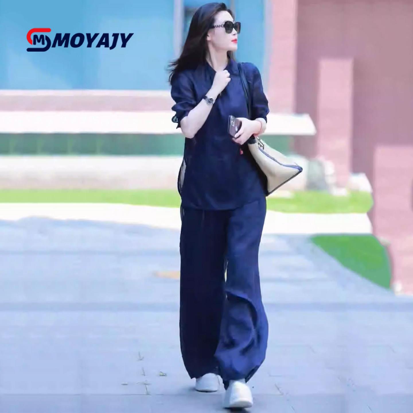 MOYAJY品牌2026夏新款亚麻套装女时尚休闲减龄高端气质阔腿裤整套