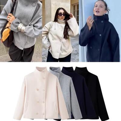 Women's woolen fabric lapel woolen short style