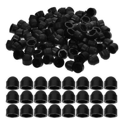 100pcs Nut Caps Black Plastic Dustproof Covers for Bolts