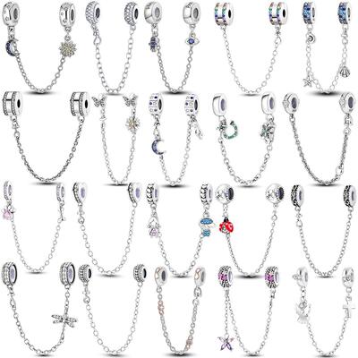 Sparkling Clear Silver Safety Chain 925 Sterling Silver