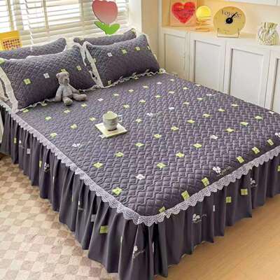 床裙新款加厚夹棉防裙滑罩韩pxx10031版床蕾丝床罩单件席思保护床