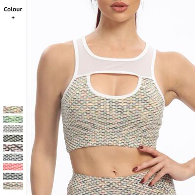 Honeycomb Bubble Yoga Vest Fitness Top Hollow Sports Bra
