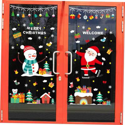 Christmas Decorations Glass Stickers Shop Window Shop Scene