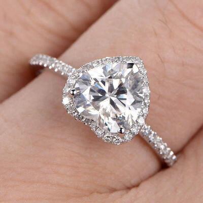 Heart Rings for Women Silver Color Bridal Jewelry Cubic Ring