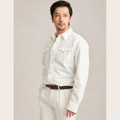 Men's Long Sleeve Solid Rust Western Shirt