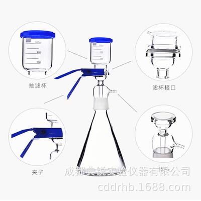 溶剂过滤器砂芯过滤装置250500ml10002000ml螺口抽滤装置螺口通用