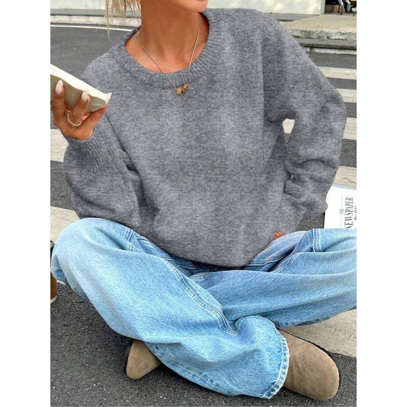B 28684 Pink sweet crew neck sweater 粉色甜美圆领毛衣