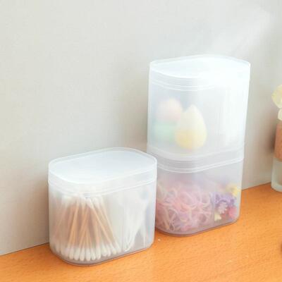 New Dual-Compartment Cotton Swab Box, Plastic with Lid, Orga