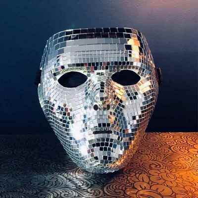 Disco Ball Glitter Face Mask 迪斯科舞镜面面罩万圣节面具