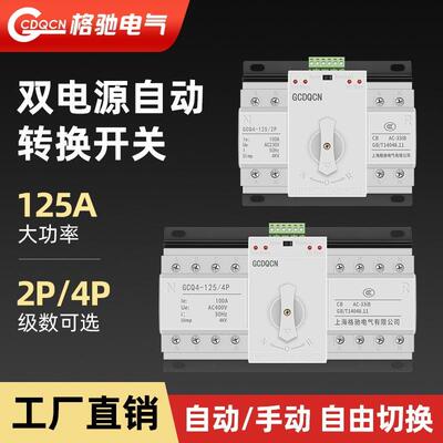 双电源自动转换开关2P63A切换开关三相四线380v4P63A迷你型双电源