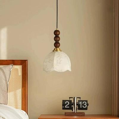 南4909洋c风中古g法式床头吊灯复古白蜡木轻奢布艺玄关吧台小吊灯