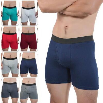 Man Mid-Long Boxer Shorts Sport Underwear Cotton Underpants