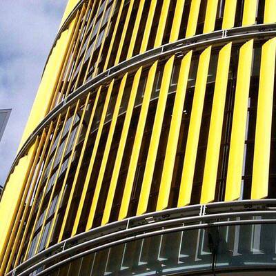 学校外墙铝合金遮阳百叶大截面梭形百叶大规格机翼百叶生产厂移动